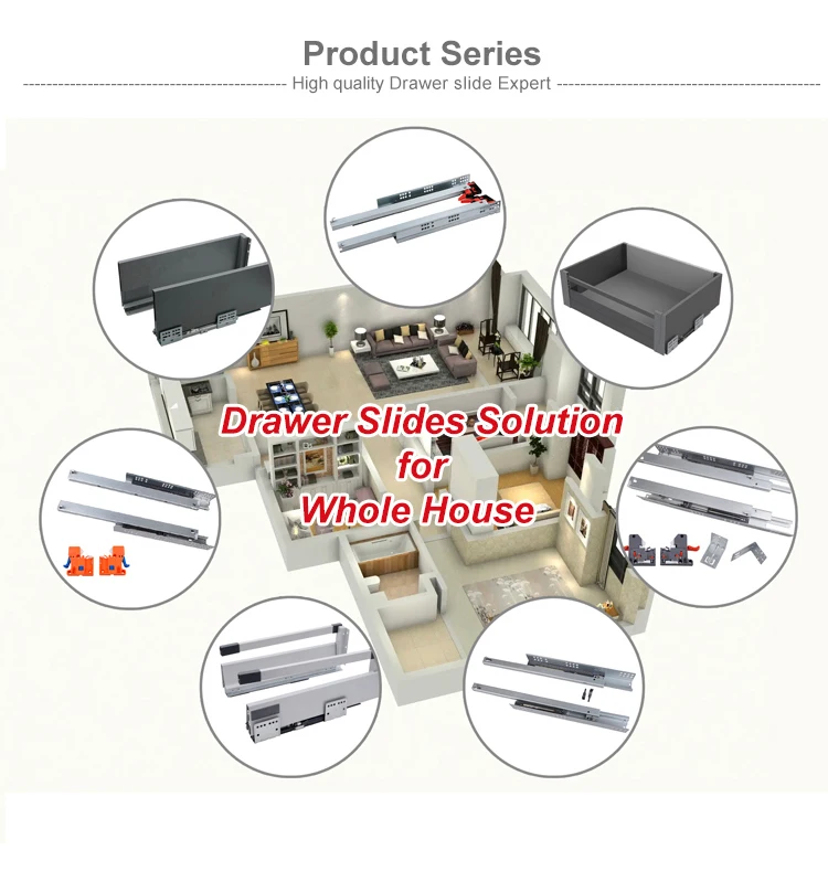 Synchronized Drawer Slide Runner Rail Soft Close Drawer Slide Full ...