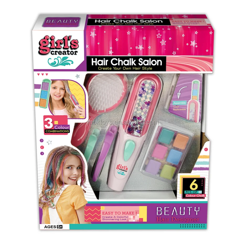 Mbk Toys Kids Pretend Play Diy Beautiful Plastic Beauty Set Dye Hair ...
