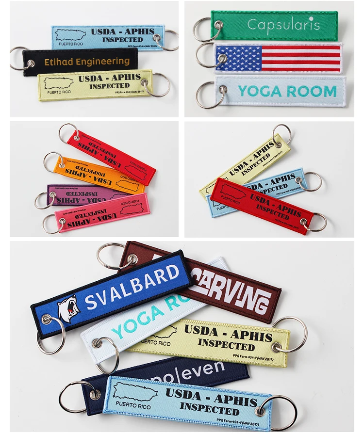 Promotional Gifts Personalized Embroidery Logo Key Tag Pilot Key Ring ...