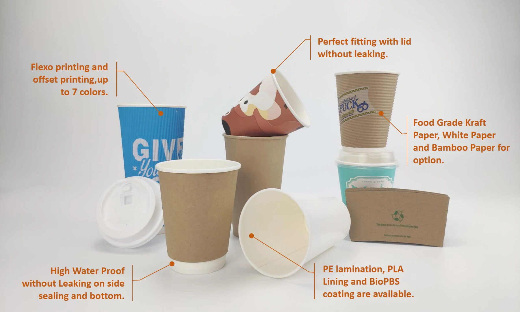 Fast Food Packaging Cup Ripple Wall Paper Cup Custom Logo Printed ...
