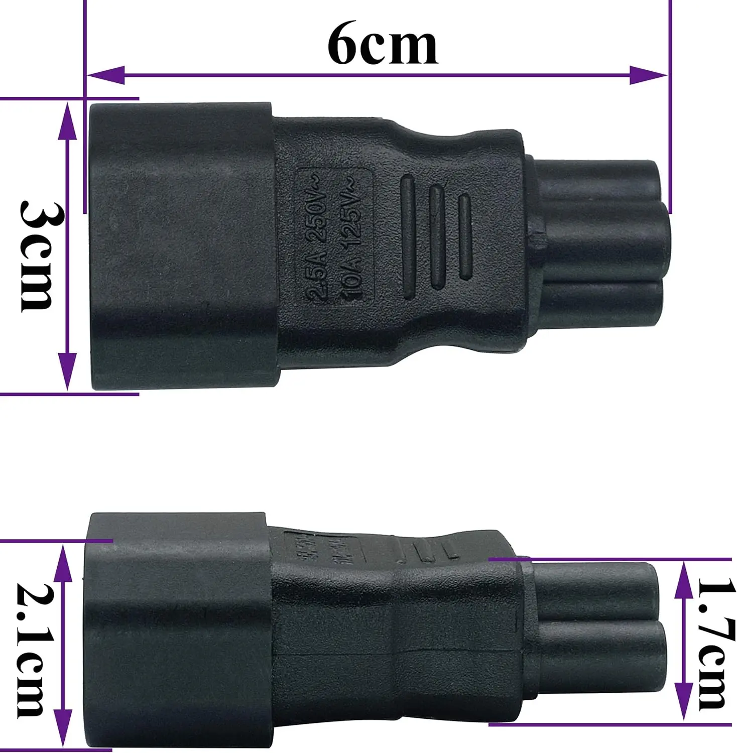 IEC Male Female Connector AC Plug C14 to C5 Power Plug Adapter 10A AC ...