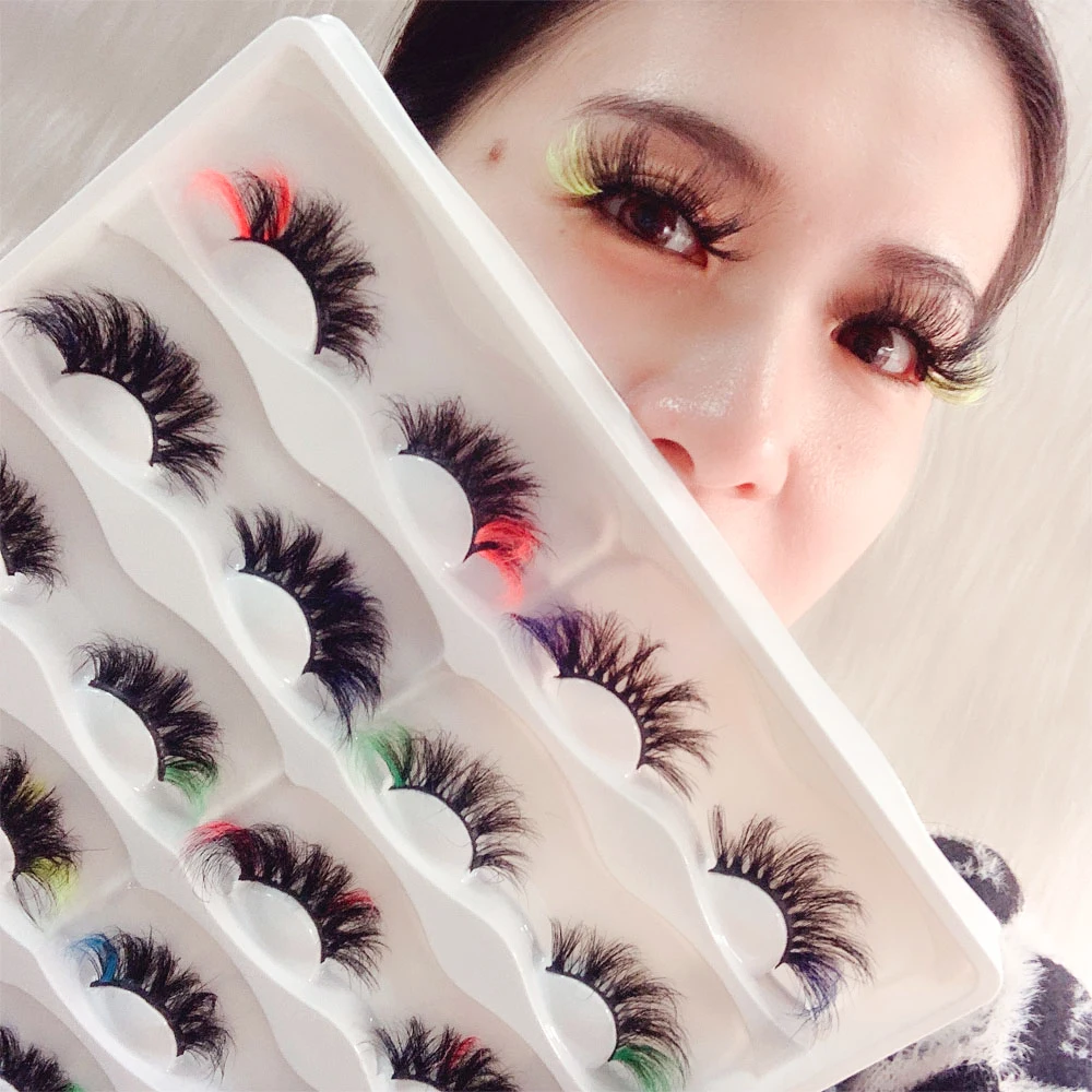 25 Mm Colorful Strip Mink Lash 2022 Private Label Real Mink Fur 3d ...