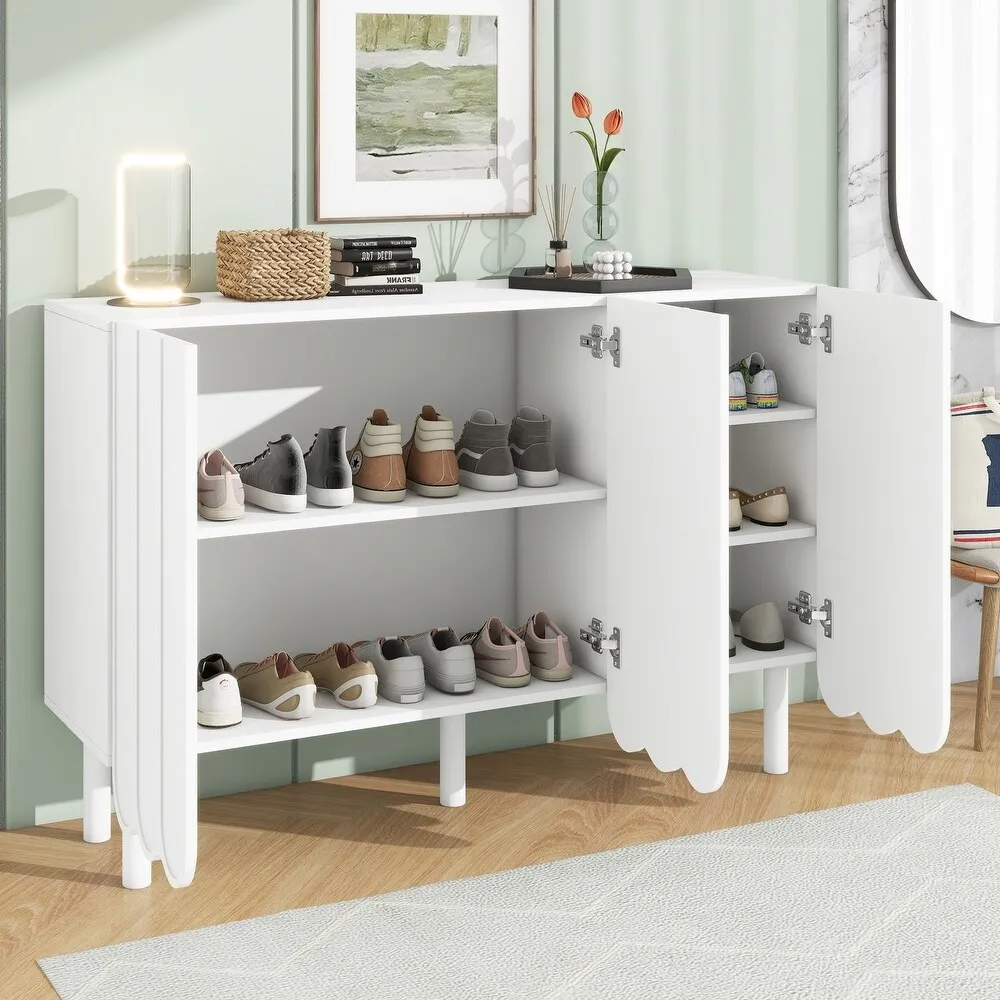 Nordic Design Shoe Storage Cabinet with Solid Wood Legs Adjustable ...