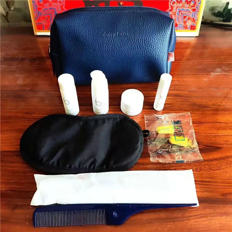 Customized logo Airline Amenity kit bag high class double layer pouch ...