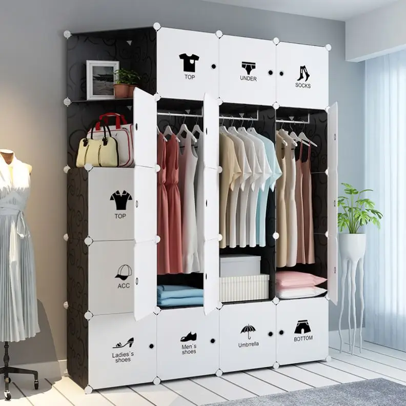 Simple Wardrobes PVC Fold Wardrobe Dormitory Frame Assembly Student ...