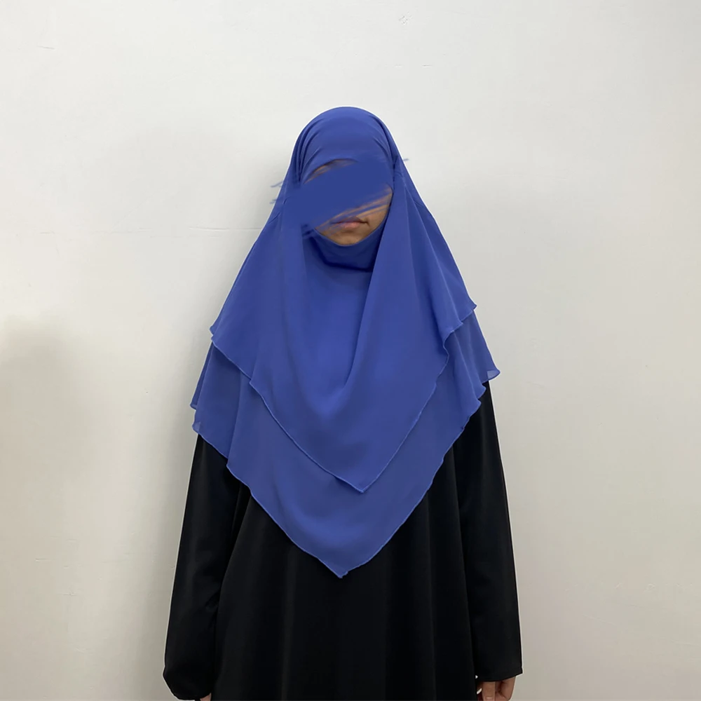 Shop 2305# New Front Back 2 Layer Chiffon Khimar Hijab