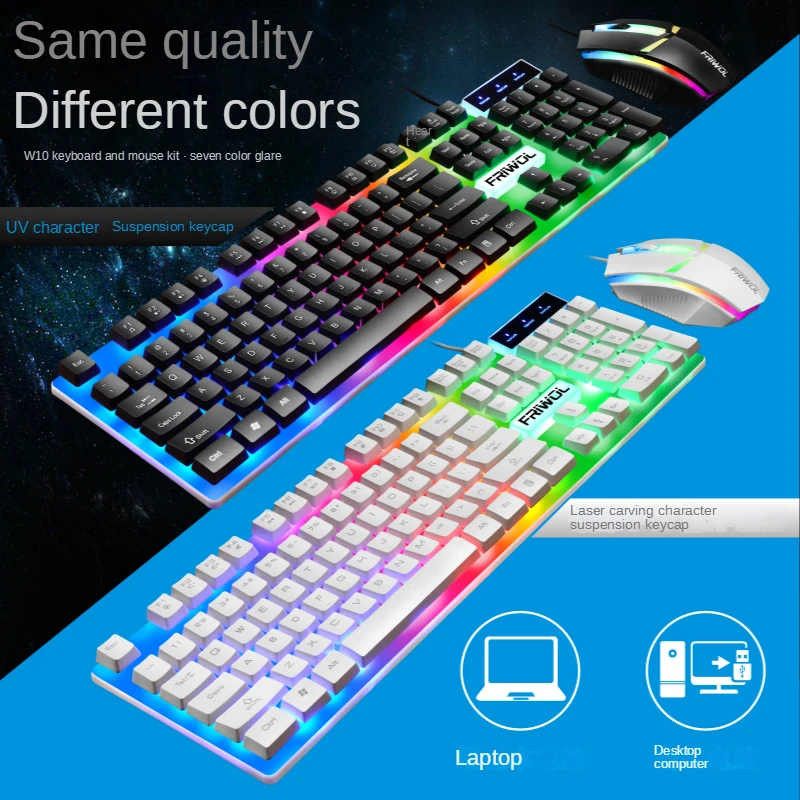Custom Wired LED Gaming Keyboard & Mouse Set for Desktop
