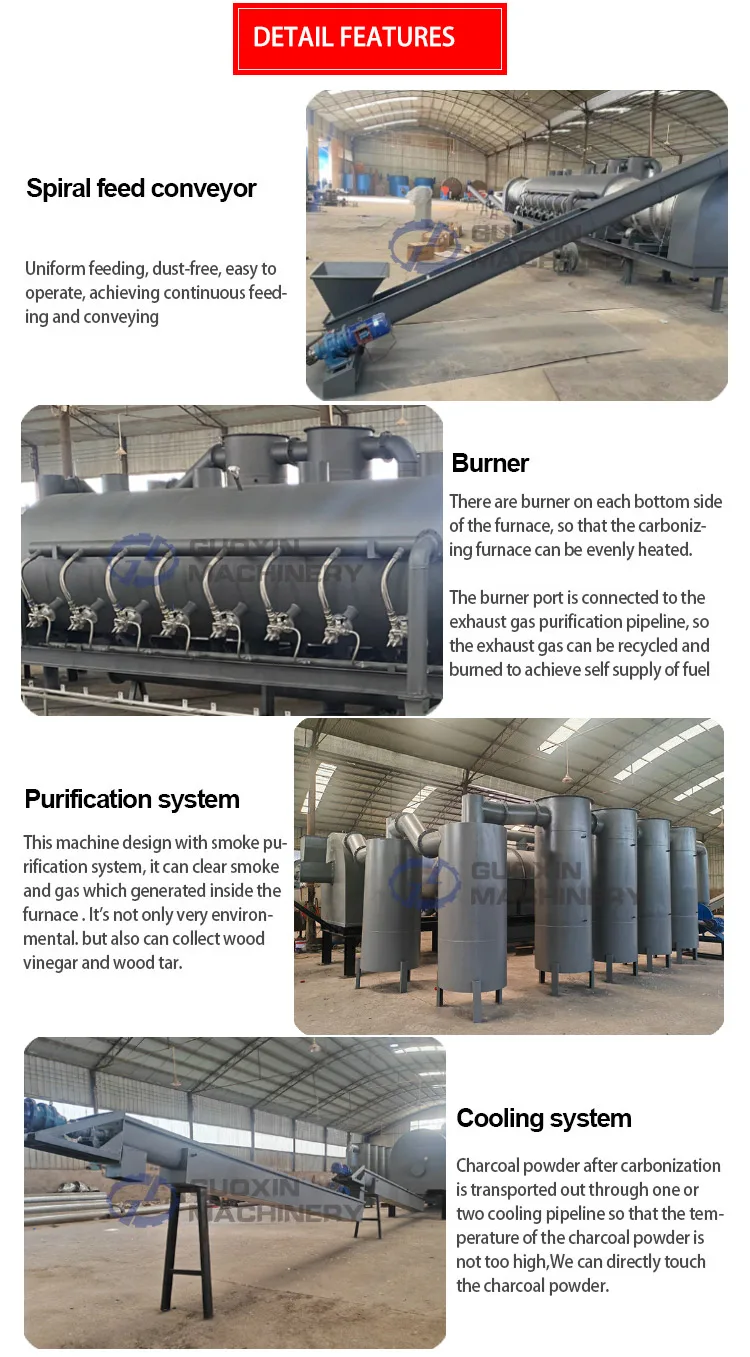 Continuous Production Horizontal Carbonization Furnace Bio Charcoal ...