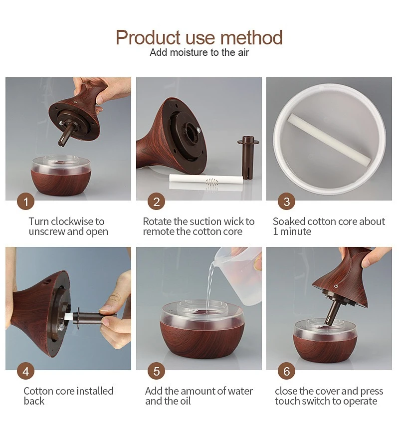 Custom LOGO Humidifier - Wood Grain Mini USB Smart Room H2O