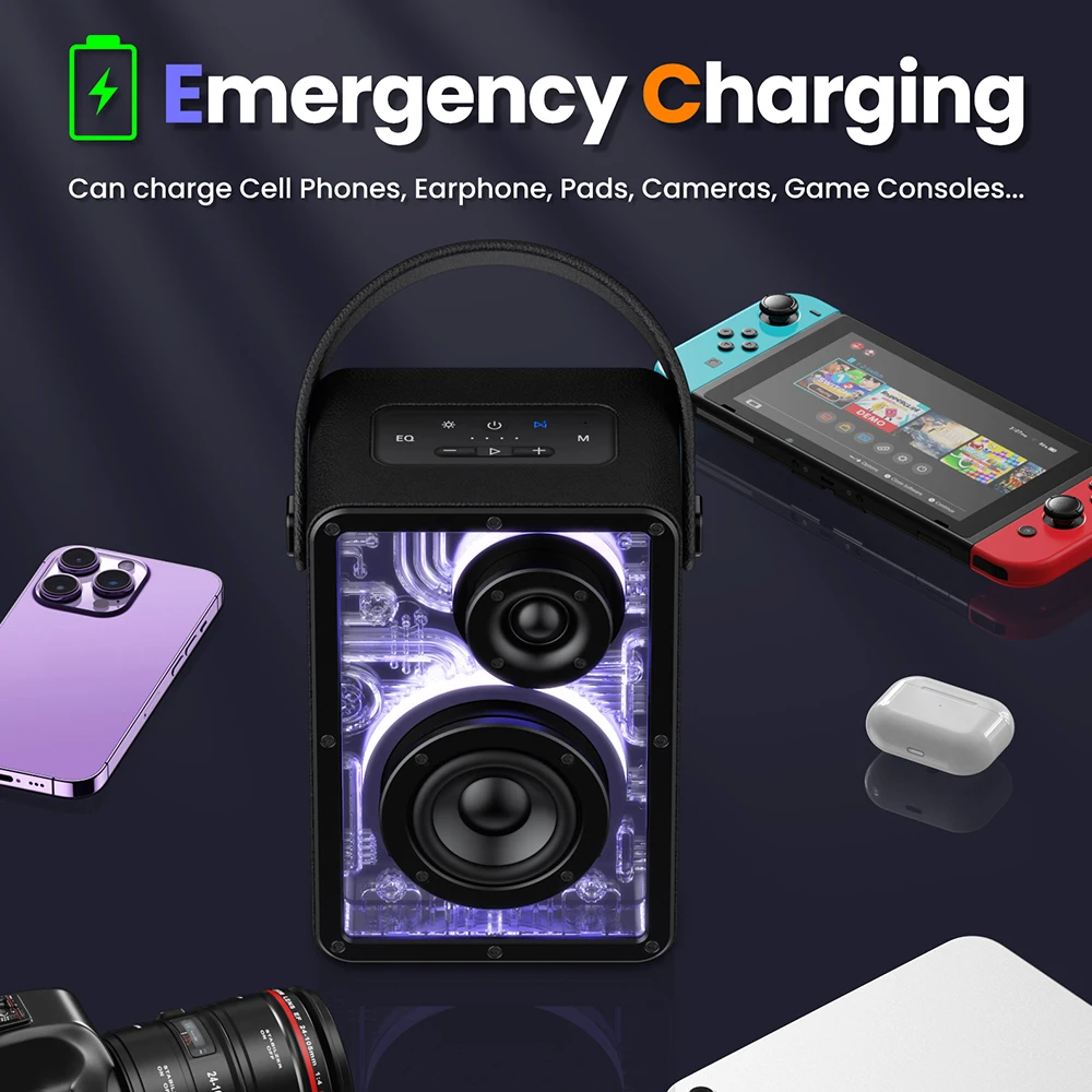 80W Cyberpunk Wireless Speaker - Low Latency & RGB Lights