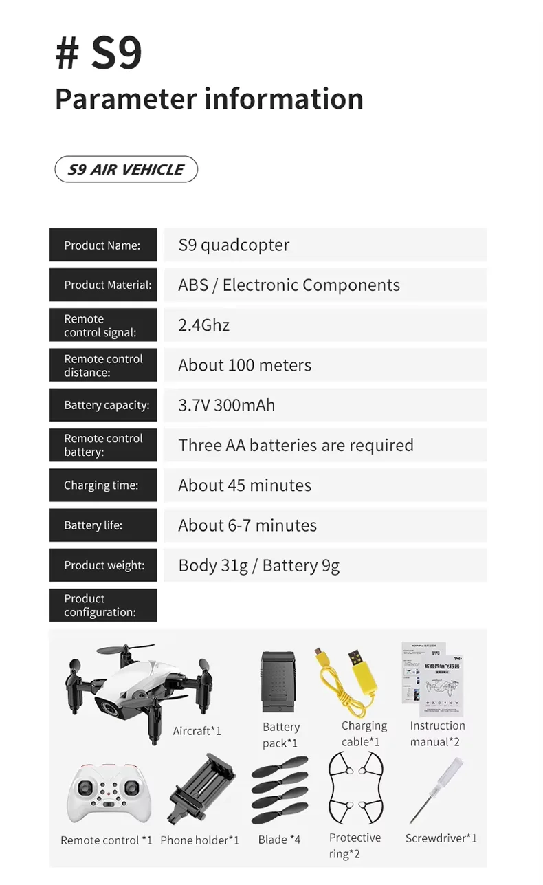 S9 Mini Controller Drone Lightweight Folding 4k Camera Rc Pocket ...