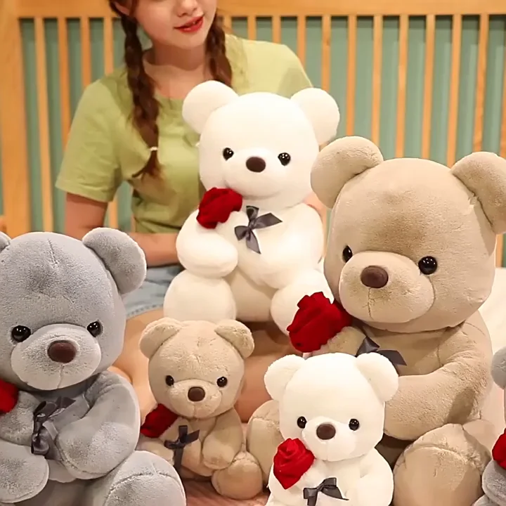 Plush Toy Teddy Bear Rose Flower Bouquet Stuffed Animals Valentine's ...