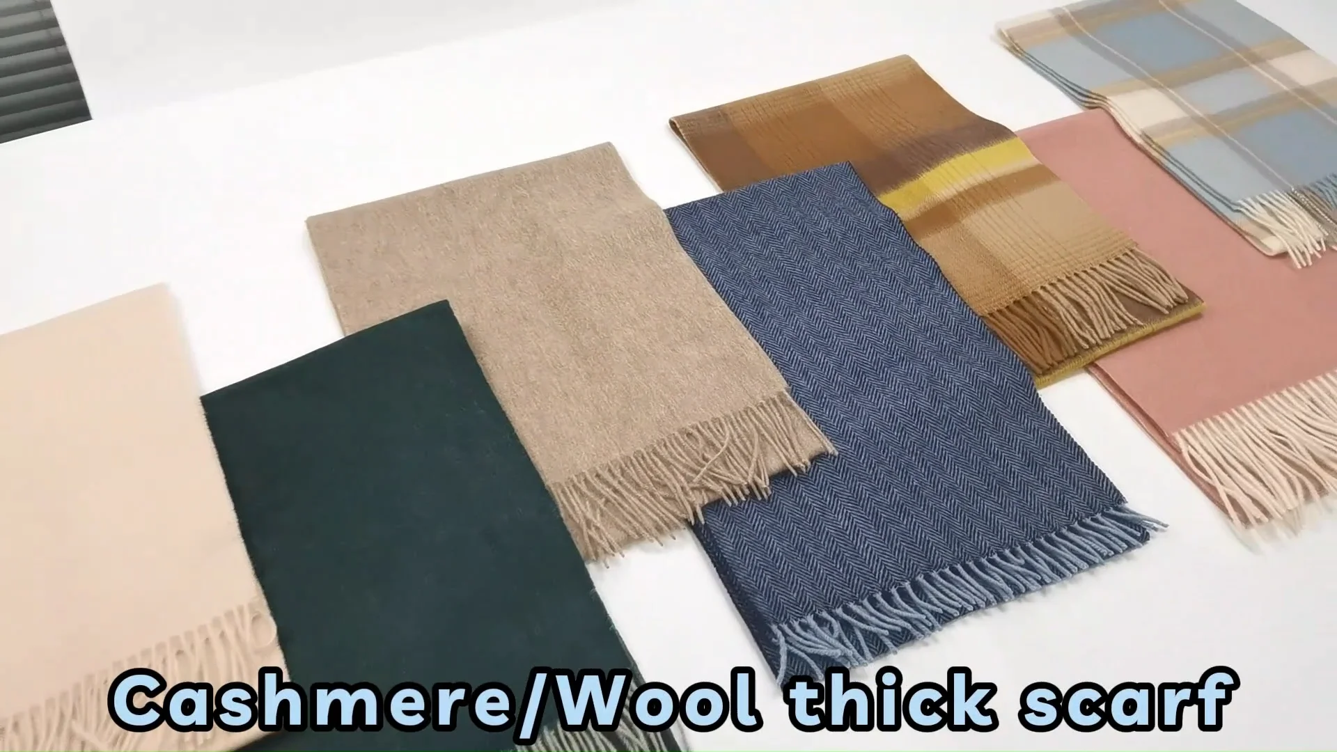 Pure Cashmere Woolen Plain Color Double-sided Scarf Female Winter ...