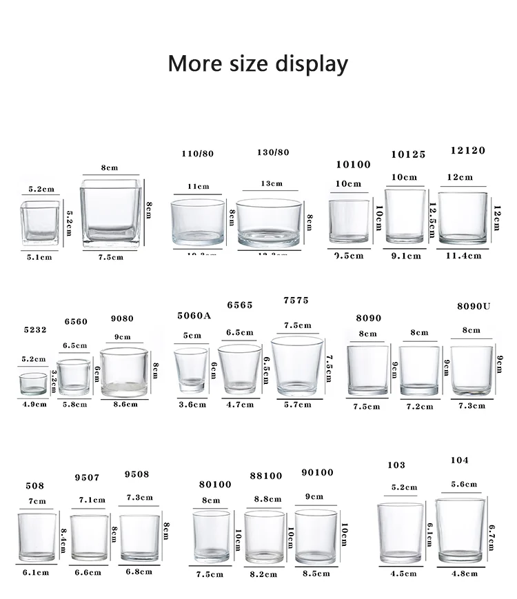 Wholesale Custom Multi Color Clear Glass Candle Jars