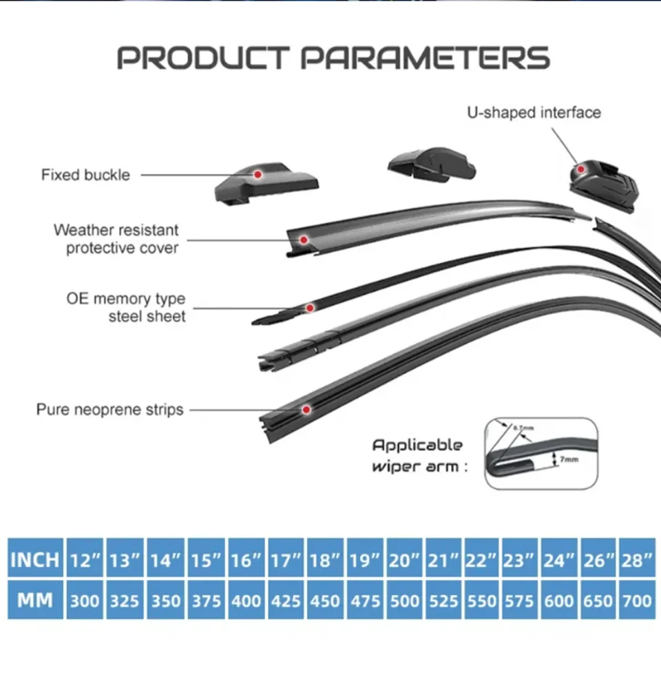17" Universal Boneless Wiper Repair Universal Auto Windshield Wiper ...