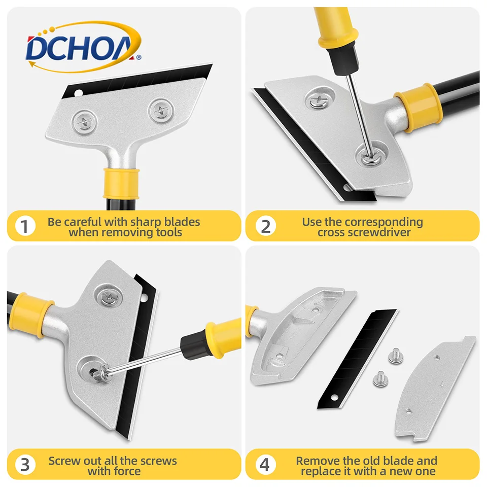 DCHOA Long Razor Blade Scraper Wallpaper Removal Glass Window Cleaning ...