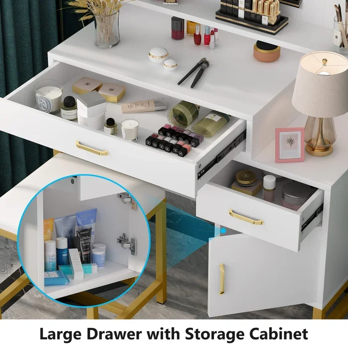Wholesale Modern Gold Legs Wooden Dressing Table