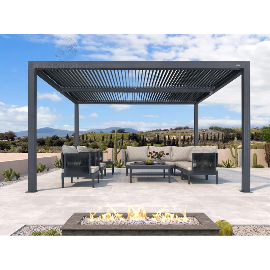Modern Pergola Retractable Roof Louvered Patio Waterproof Bioclimatic ...