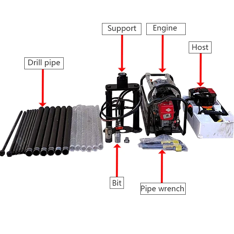 Hand-held hydraulic soil extraction rig double pipe drilling small soil ...