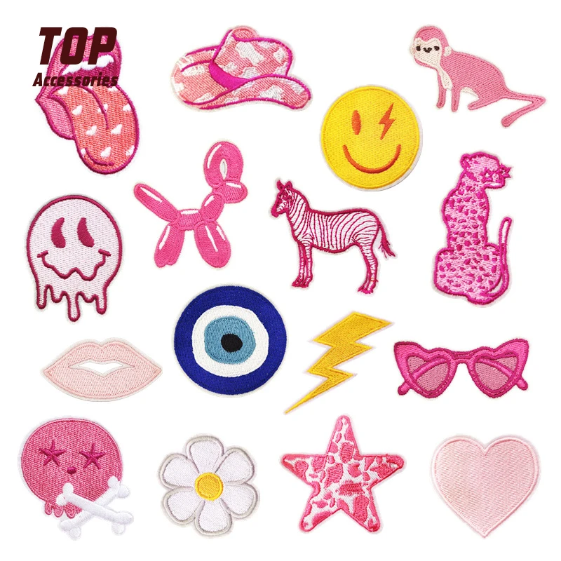 Pink Animal Cartoon Cute Cartoon Embroidery Custom Logo Patches With ...