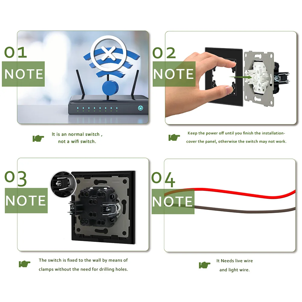 MVAVA Color Electrical Concealed Installation European 1/2/3/4 Gang 1 ...