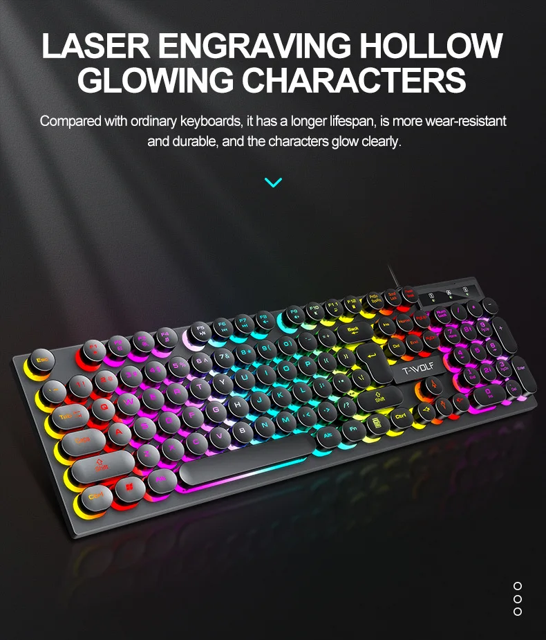 T80 Keyboard with Rainbow Backlight - Gaming & Waterproof