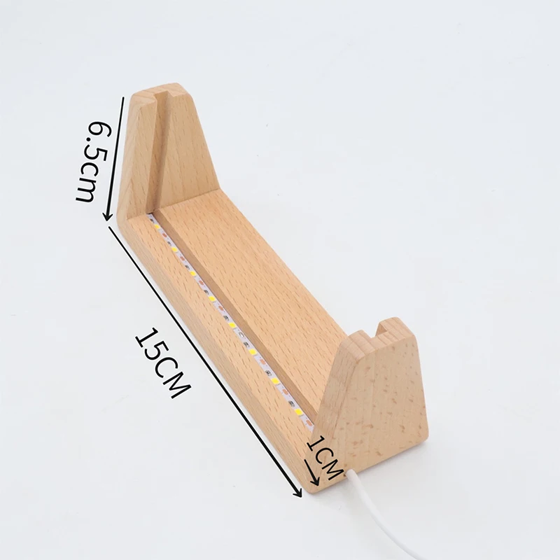 Luminous U Shape Wood Frame Dimming 3D Wood Holder Acrylic Night Light ...