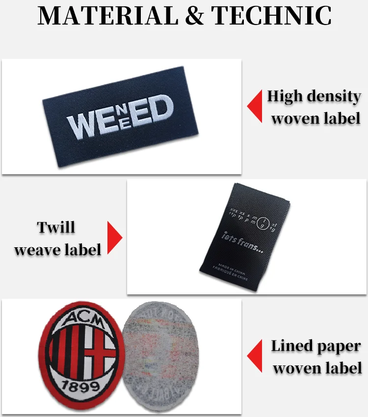 Custom Brand Name Woven Clothing Labels Folded Garment Tags Factory Price With Moq Woven Patch ...
