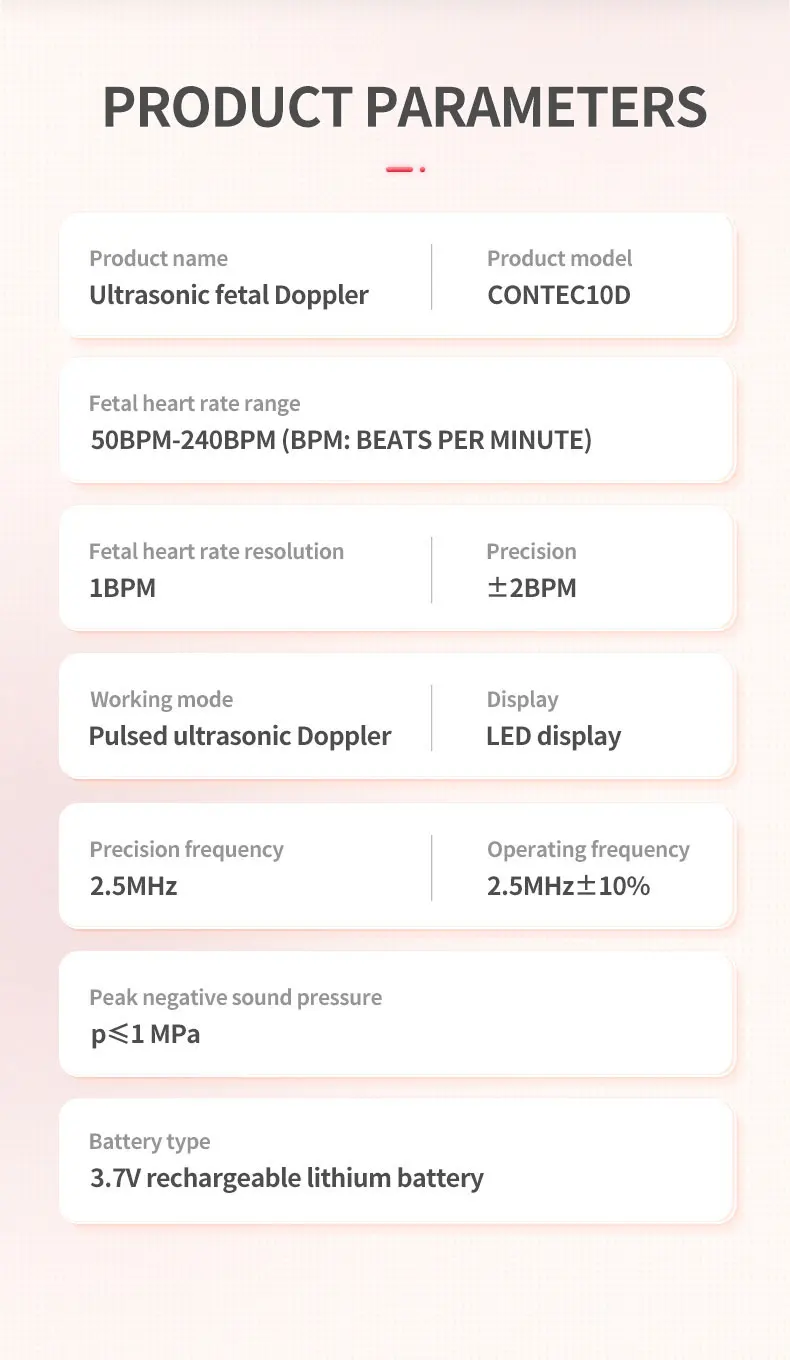 CONTEC10D Ultrasound Fetoscope - Digital Doppler Ultrasound