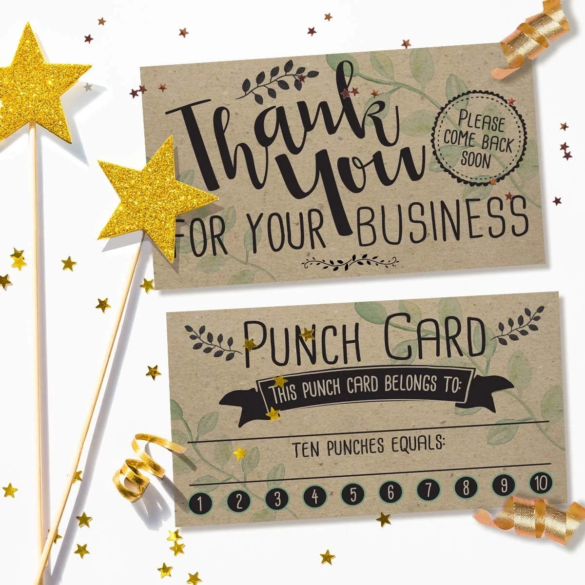 Punch Cards for Loyalty Rewards Kraft Vouchers for Small Business ...