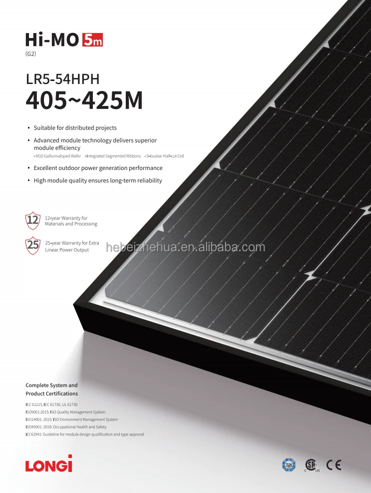 Longi Solar Panel 405w-425watts Black Frame Photovoltaic Modules Home ...