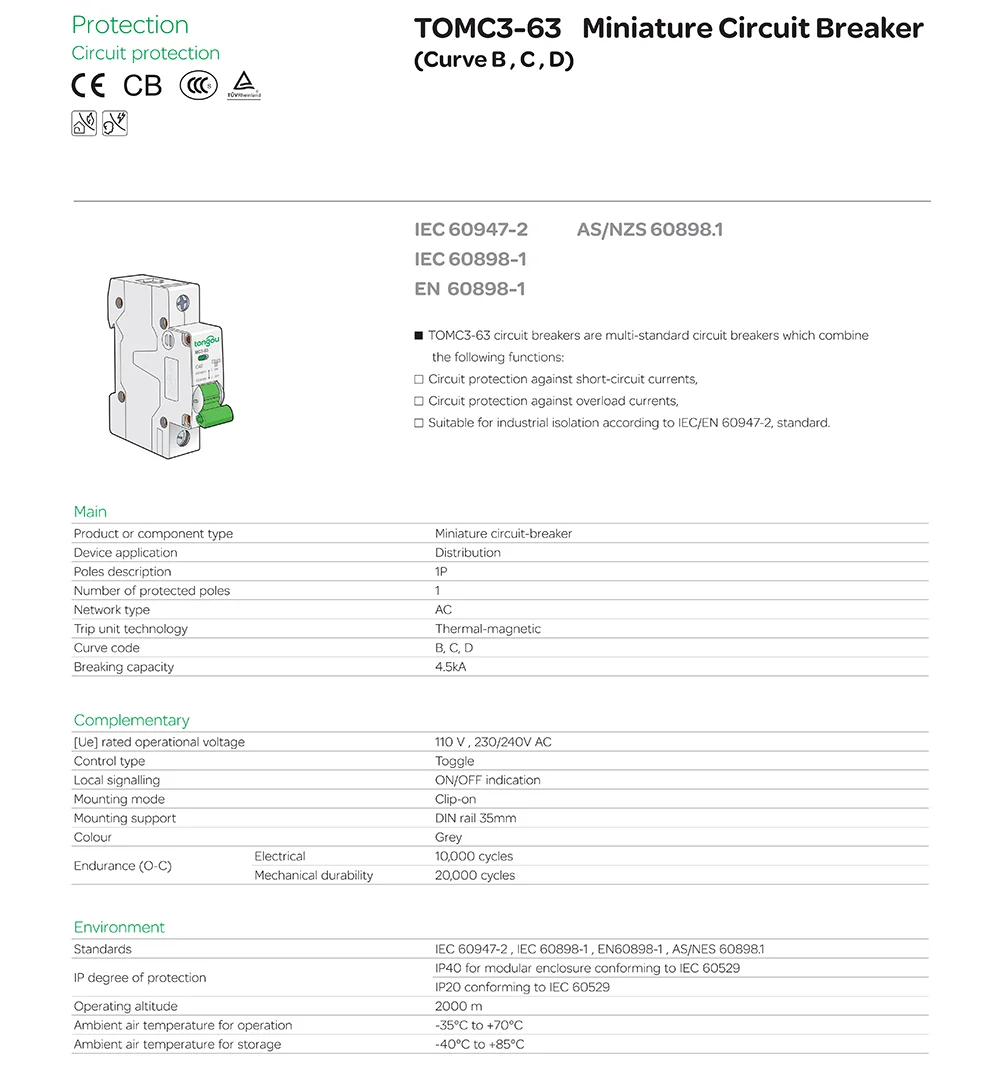 1p C16 Mcb 5 Years Guarantee With B C D Tripping Curve Mini Circuit ...