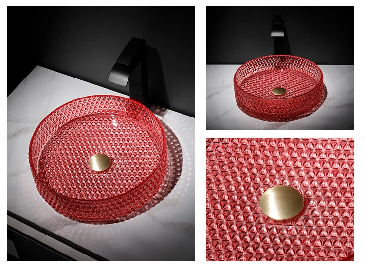 Wholesale Crystal Colorful Art Hand Wash Countertop Basin