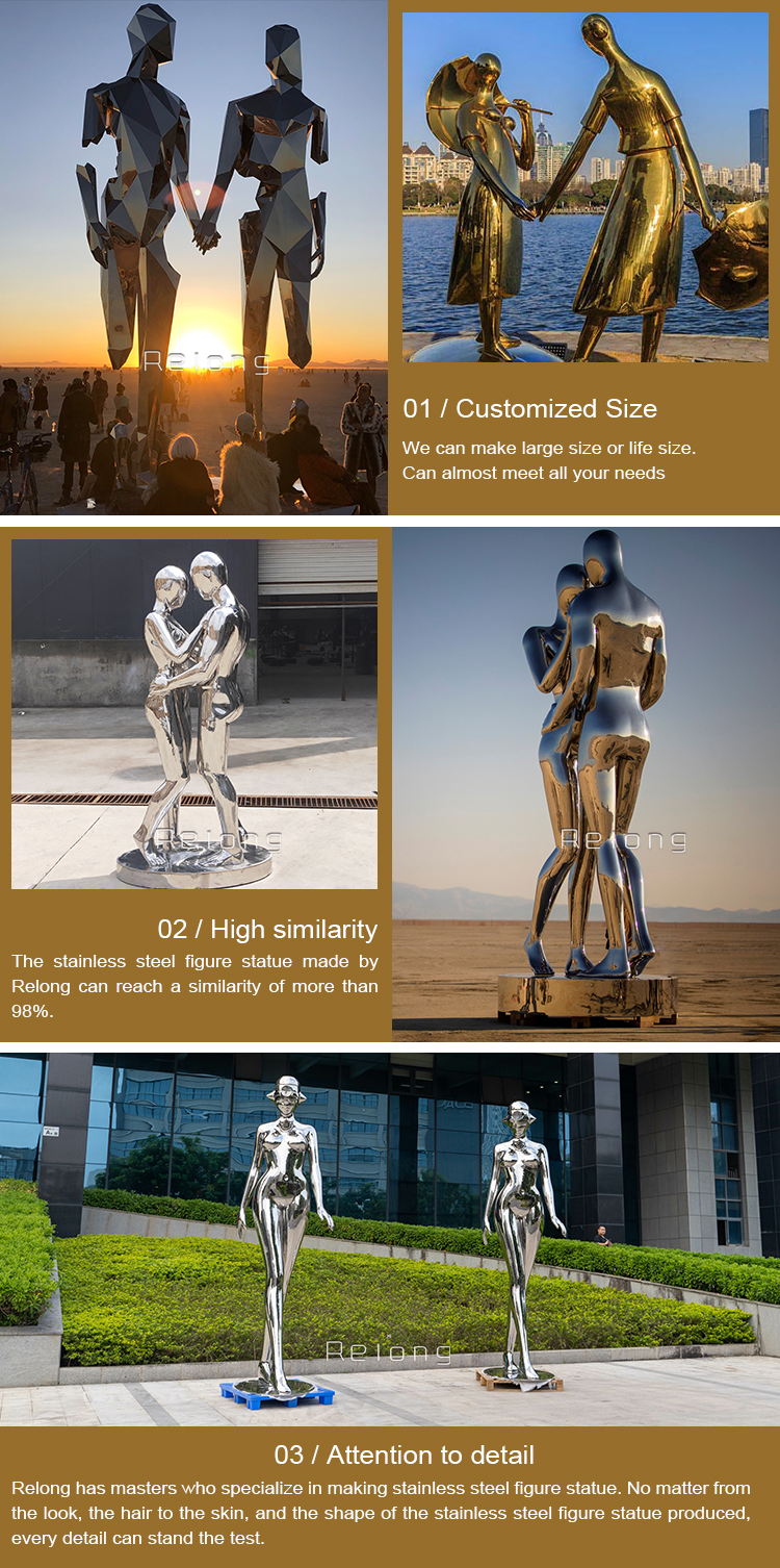 Outdoor Metal Stainless Steel Abstract Figure Sculpture for Garden ...