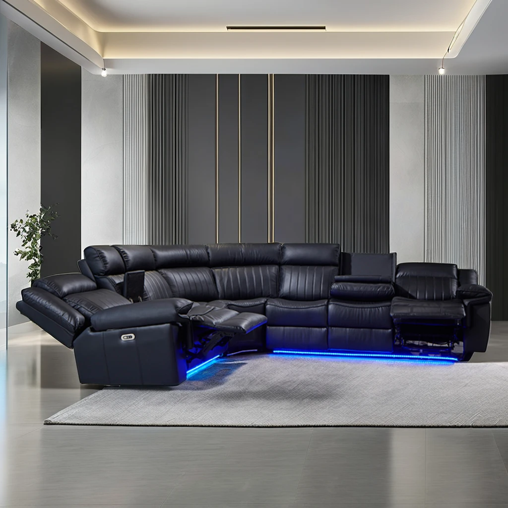 Modern Design High Quality Leather Sectional Sofa Set for Living Room Multi-Functional Sofa With ...