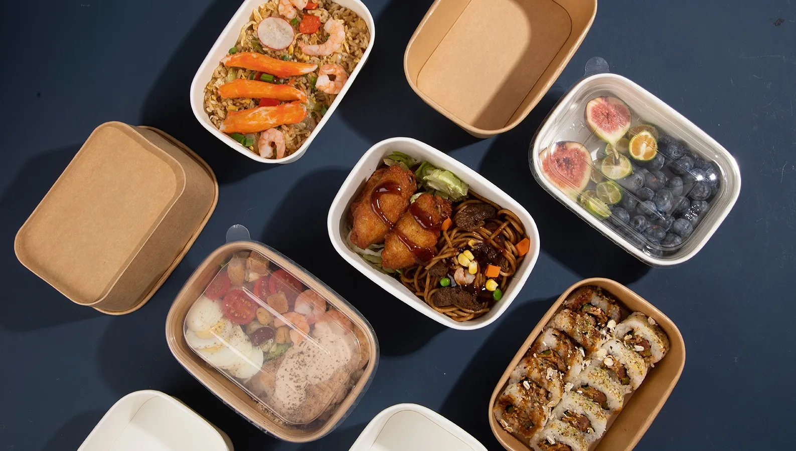 Custom Eco Biodegradable Rectangular 750ml Packaging Salad Food Box ...