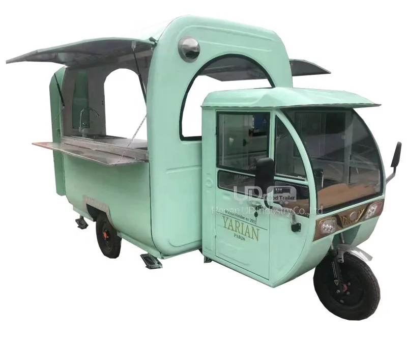 3 Wheel Electric Food Truck - Green Moto Tuk Tuk Cart