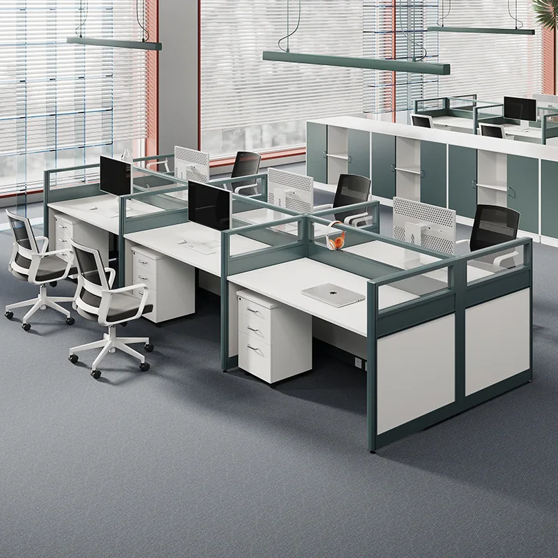 Modern Office Cubicle 2 4 Person Aluminum L Shape Modern Cubicle Office ...