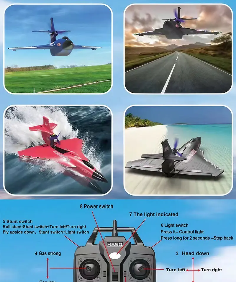 Raptor H650 3 In 1 6ch Rtf Sea Land Air Long Range Aerobatics Stunt ...