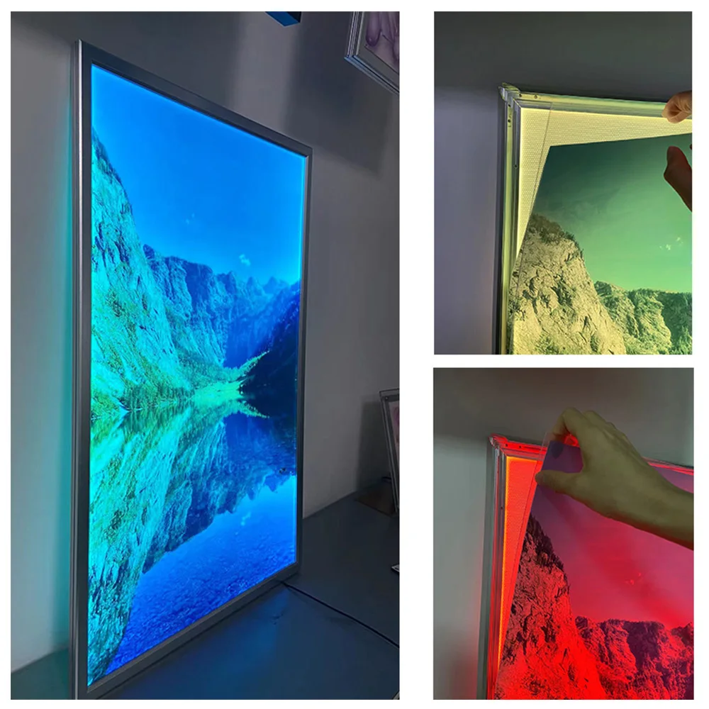 16x24 Anime Backlit Pictures Frame RGB Light Box Custom Black Frame Art ...