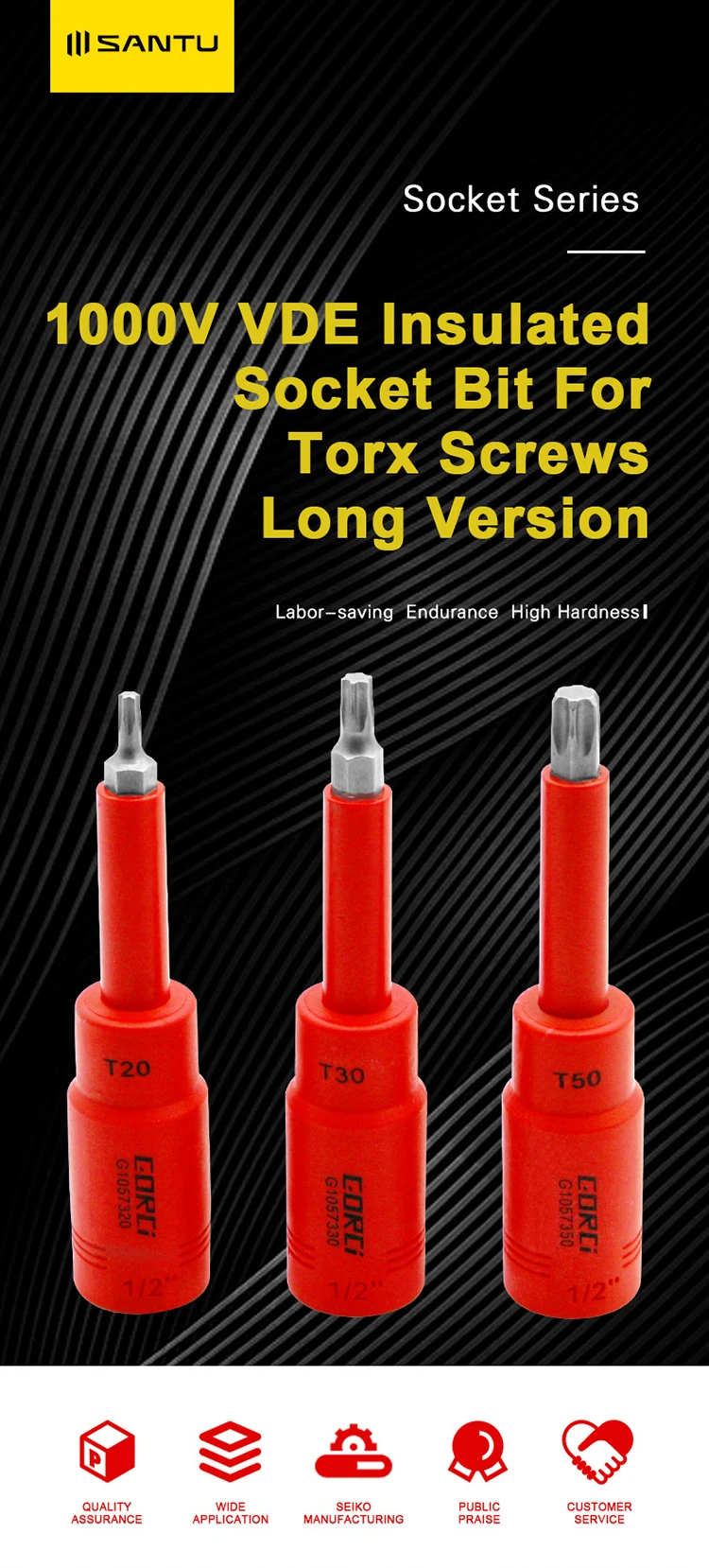 Santu 1000v Vde Gs Certificate Tool 1/2" Long Version Insulated Socket ...