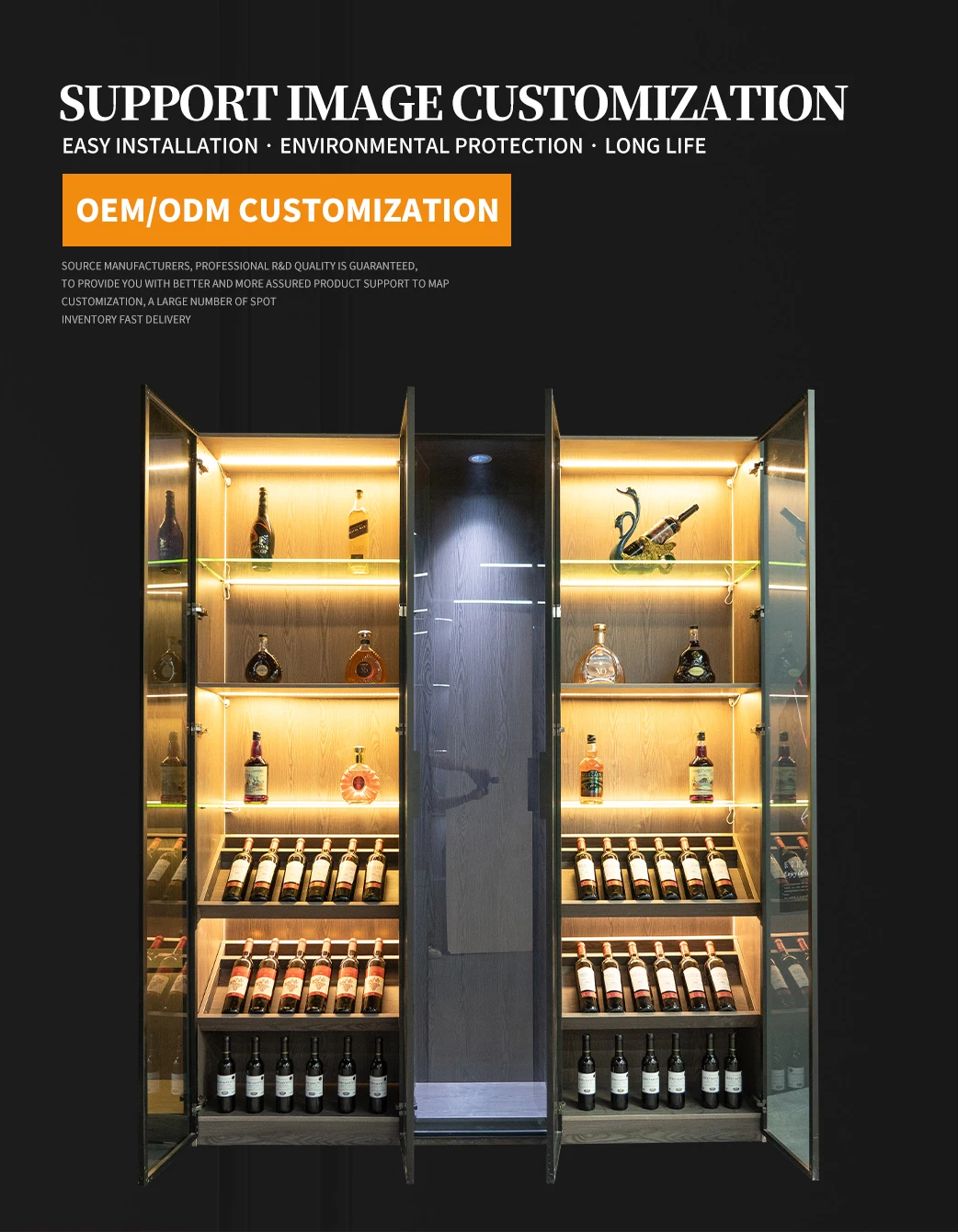 Luxury Wine Display - Custom Wood Cabinet for Living Room