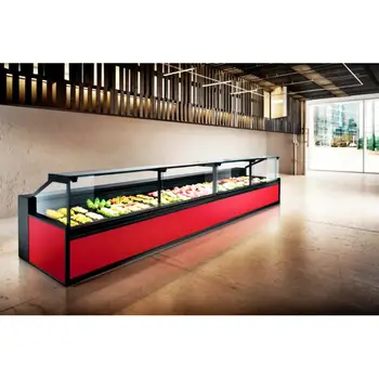 Fresh Meat Display Chiller Showcase Curved Glass Serve Over Fridge ...