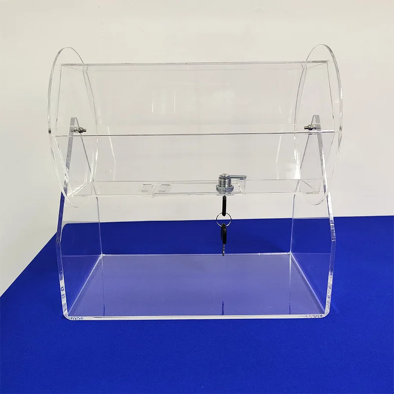Acrylic Raffle Drum with Locking Door - Clear Ballot Box