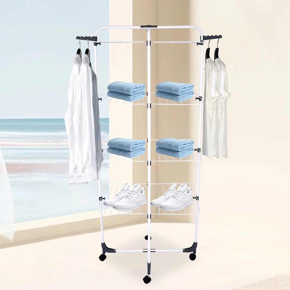 Wholesale Powder Coating Four Layers Wet Clothes Drying Rack Vertical ...