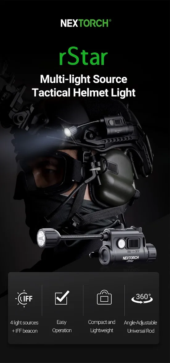 2023 Nextorch New Arrival Tactical Helmet Rstar Light Multiple Light ...