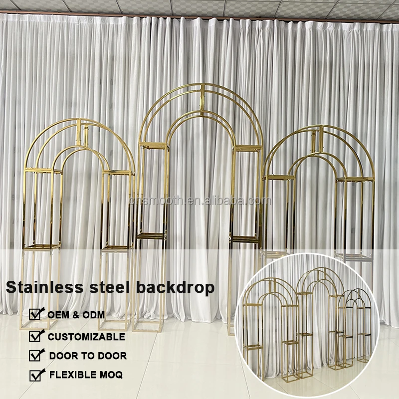 SMOOTH Wedding Arch Backdrop Gold Stainless Steel Frame Flower Stand ...