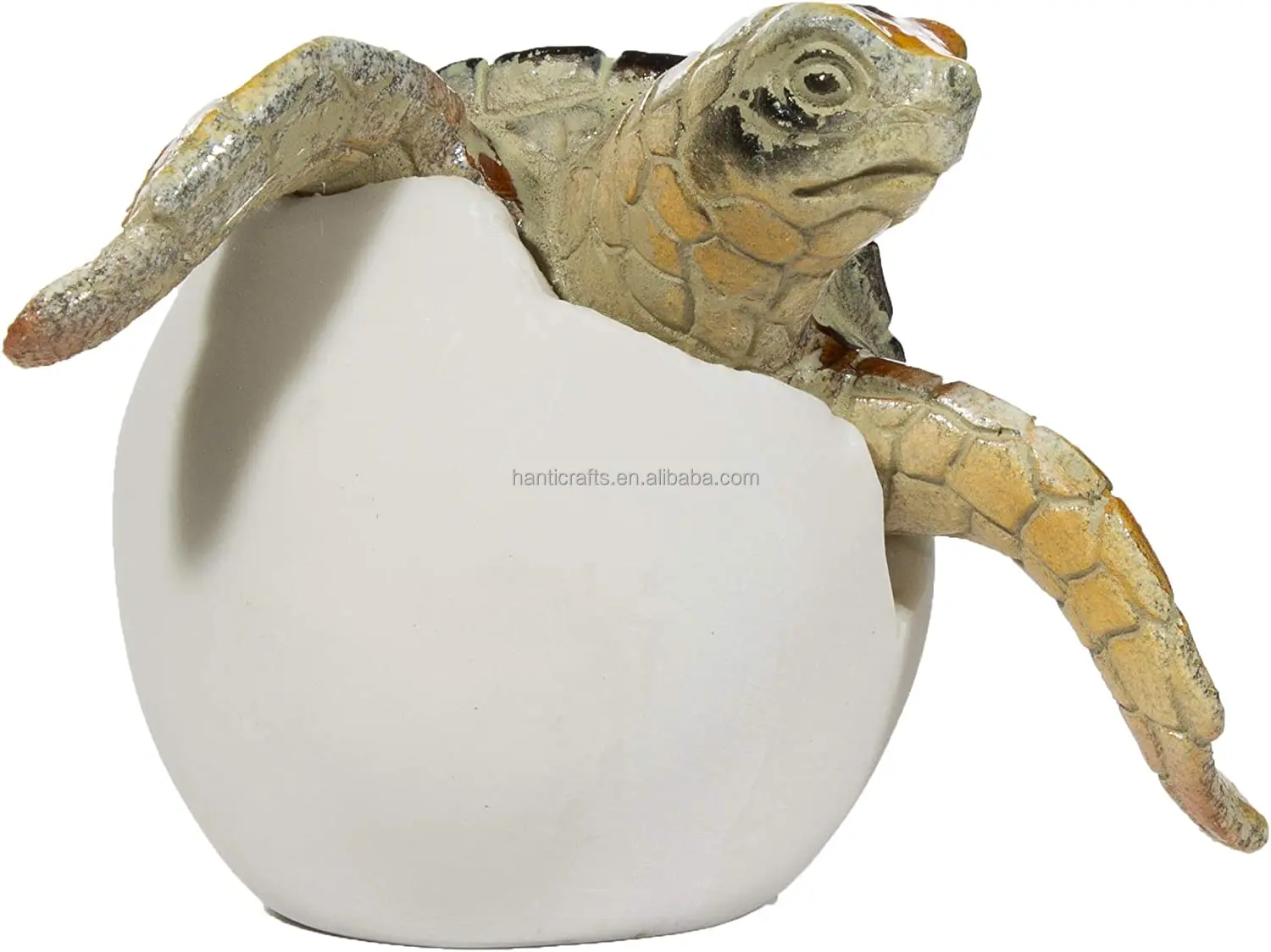 Adorable Baby Sea Turtle Hatching from Egg Figurine