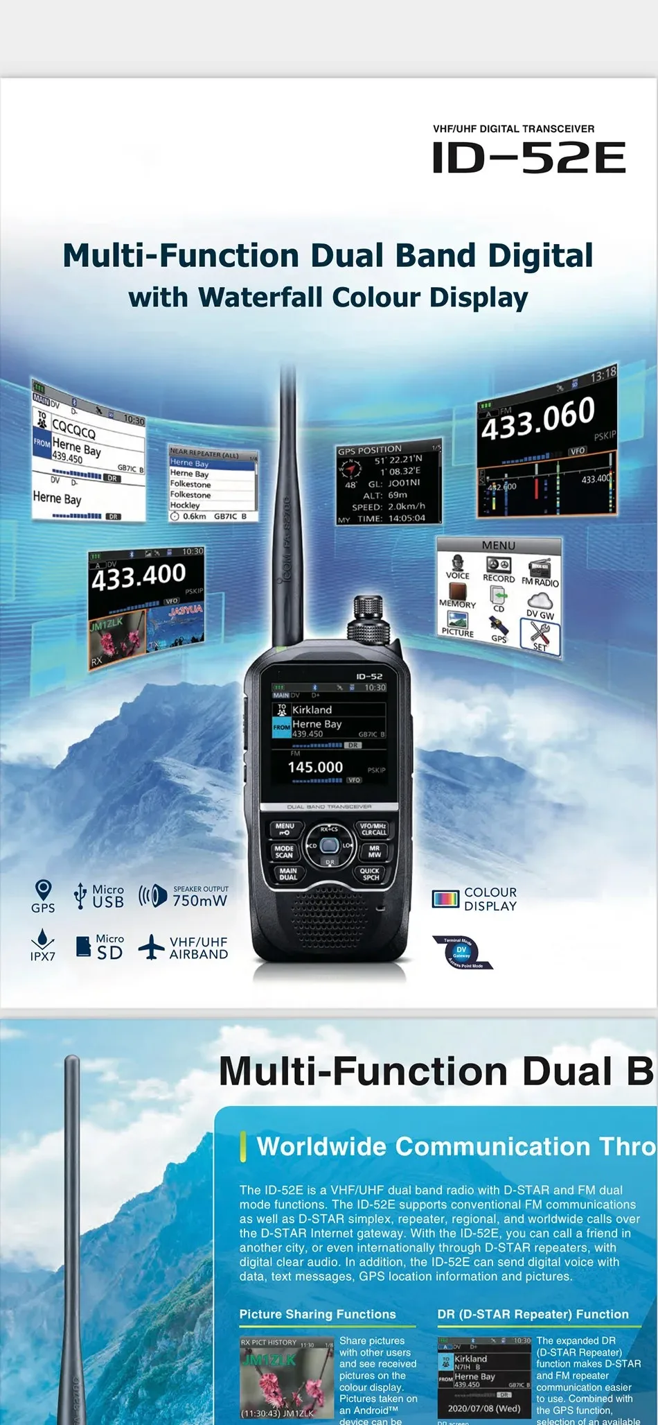 Id-52 Id-52e Handheld Radio D-star Digital Outdoor Waterproof Handheld Station Walkie Talkie ...