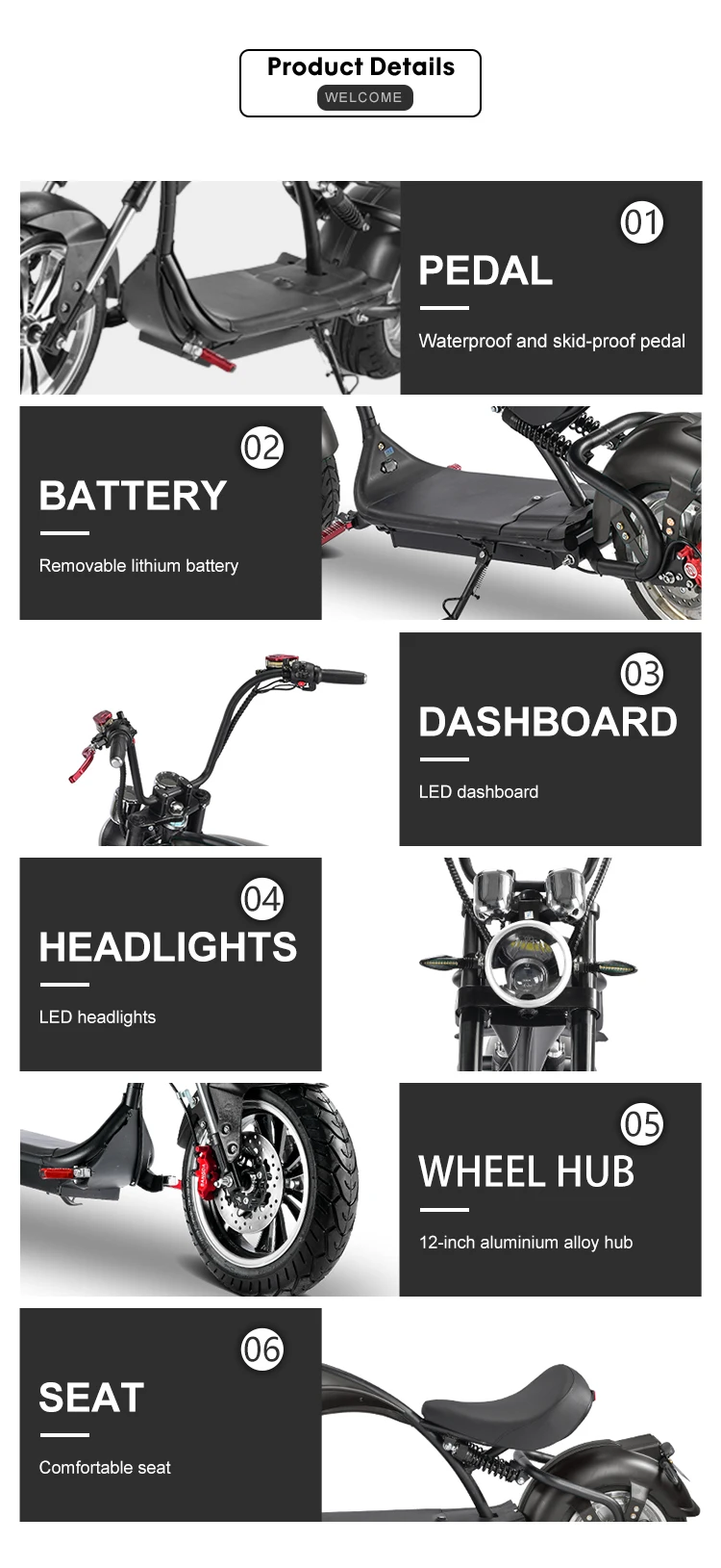 Amoto Citycoco Chopper Electric Scooter Fat Tire 2000w/3000w Eu ...